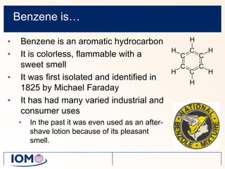 Benzene - monitoring, managing and reducing the risk | PPTX