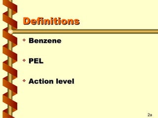 Manejo de benceno en ambientes de trabajo, prevenciones | PPT