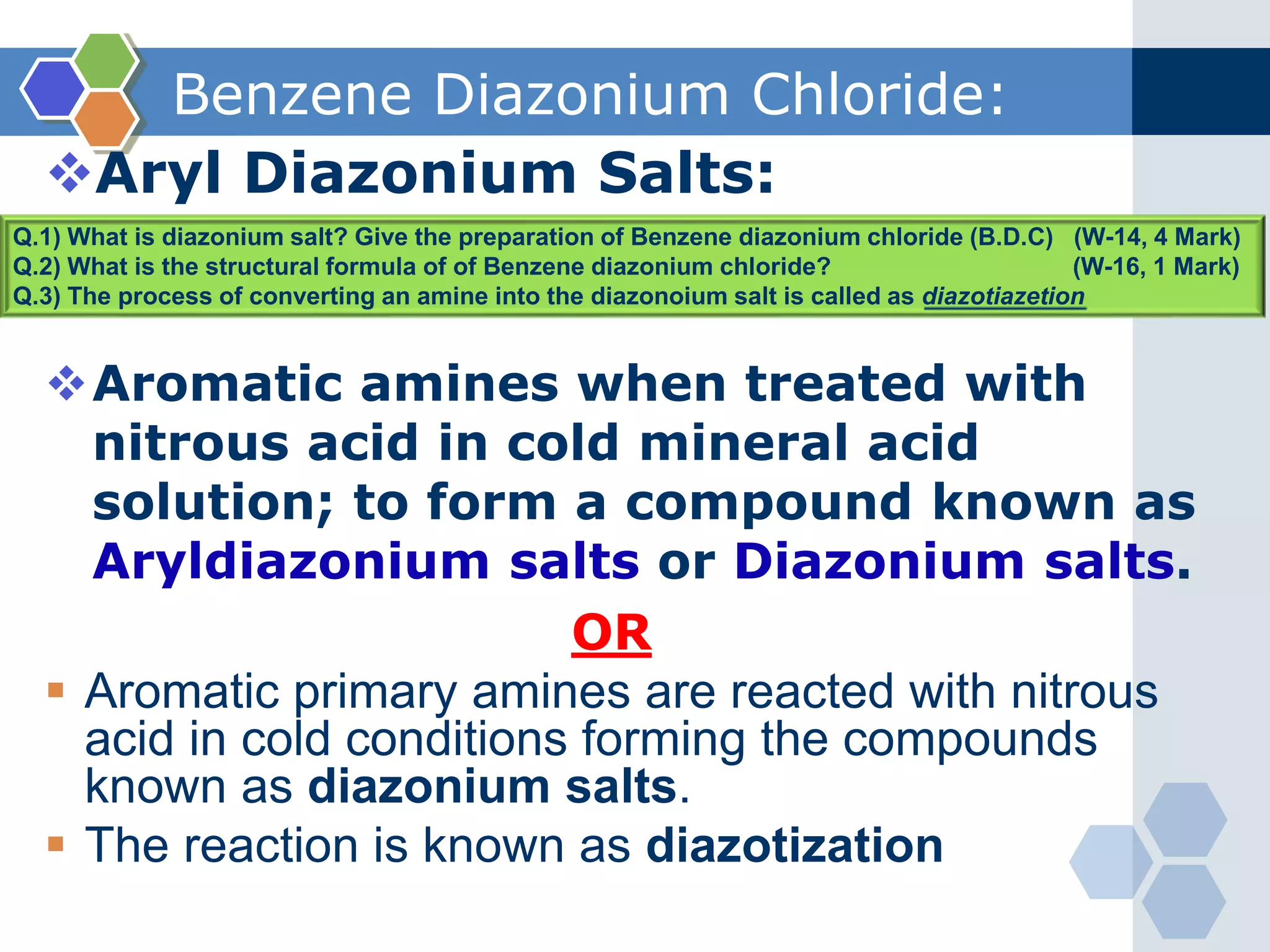 Benzene diazonium chloride by dr. pramod r. padole | PPT