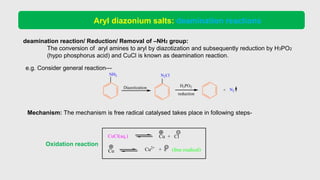 Benzene Diazonium Salts and its application | PPTX | Chemistry | Science