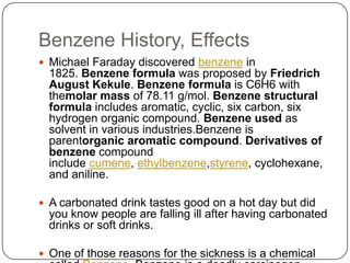 25 Industries which use Benzene, also used in carbonated drinks | PPTX