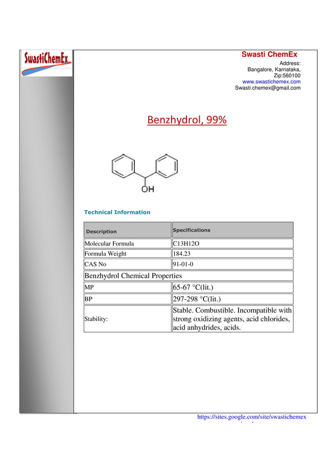 Benzhydrol | PDF | Chemistry | Science