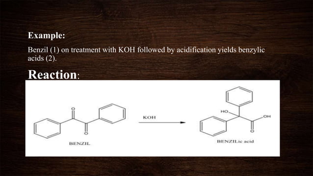 Benzil benzilic acid rearrangement | PPTX | Chemistry | Science
