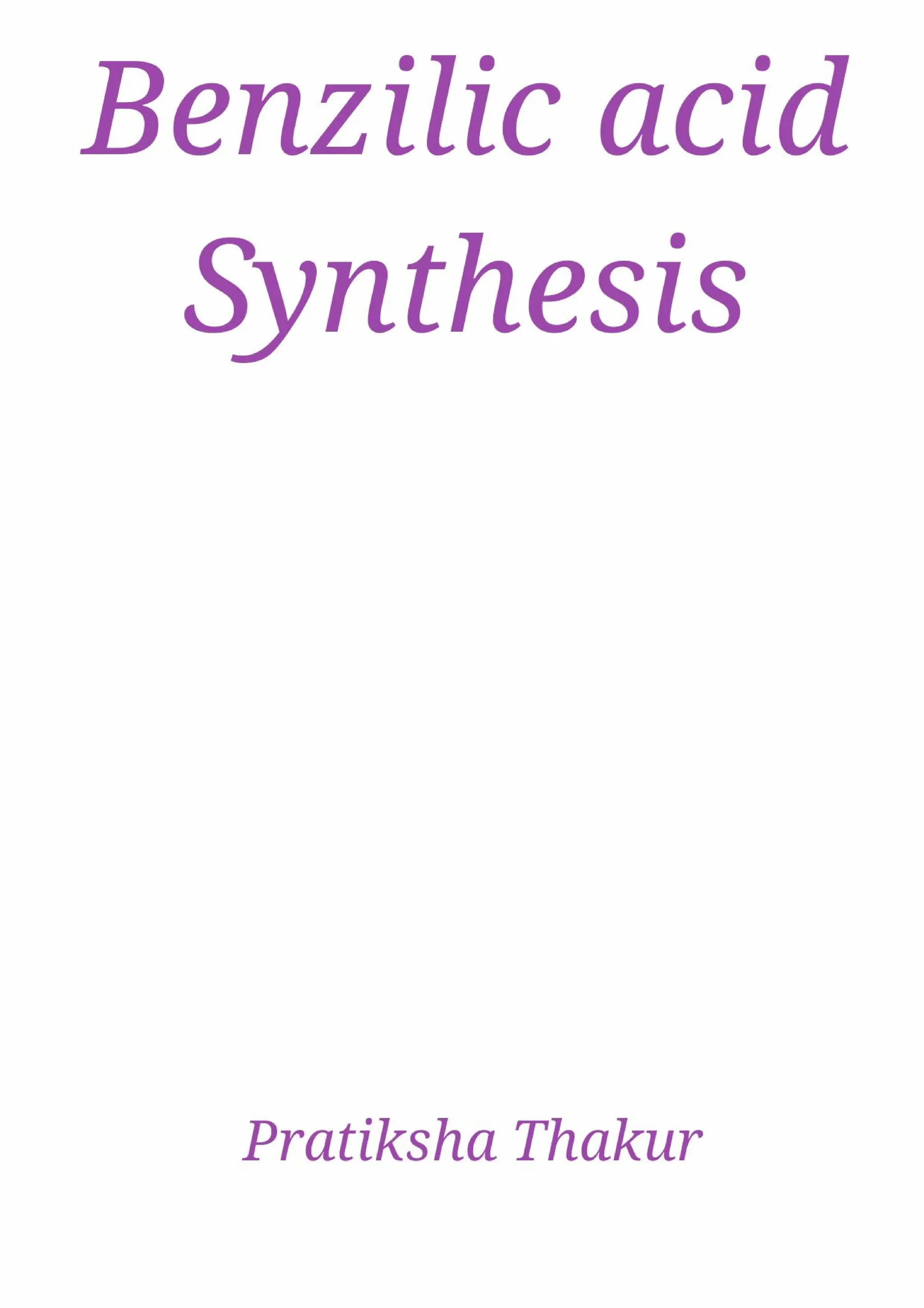 Benzilic acid Synthesis | PDF