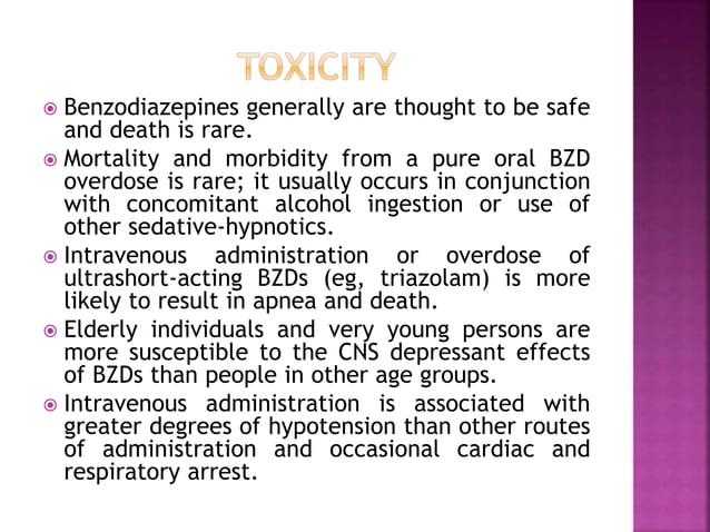 Benzodiazepines toxicity | PPT | Free Download