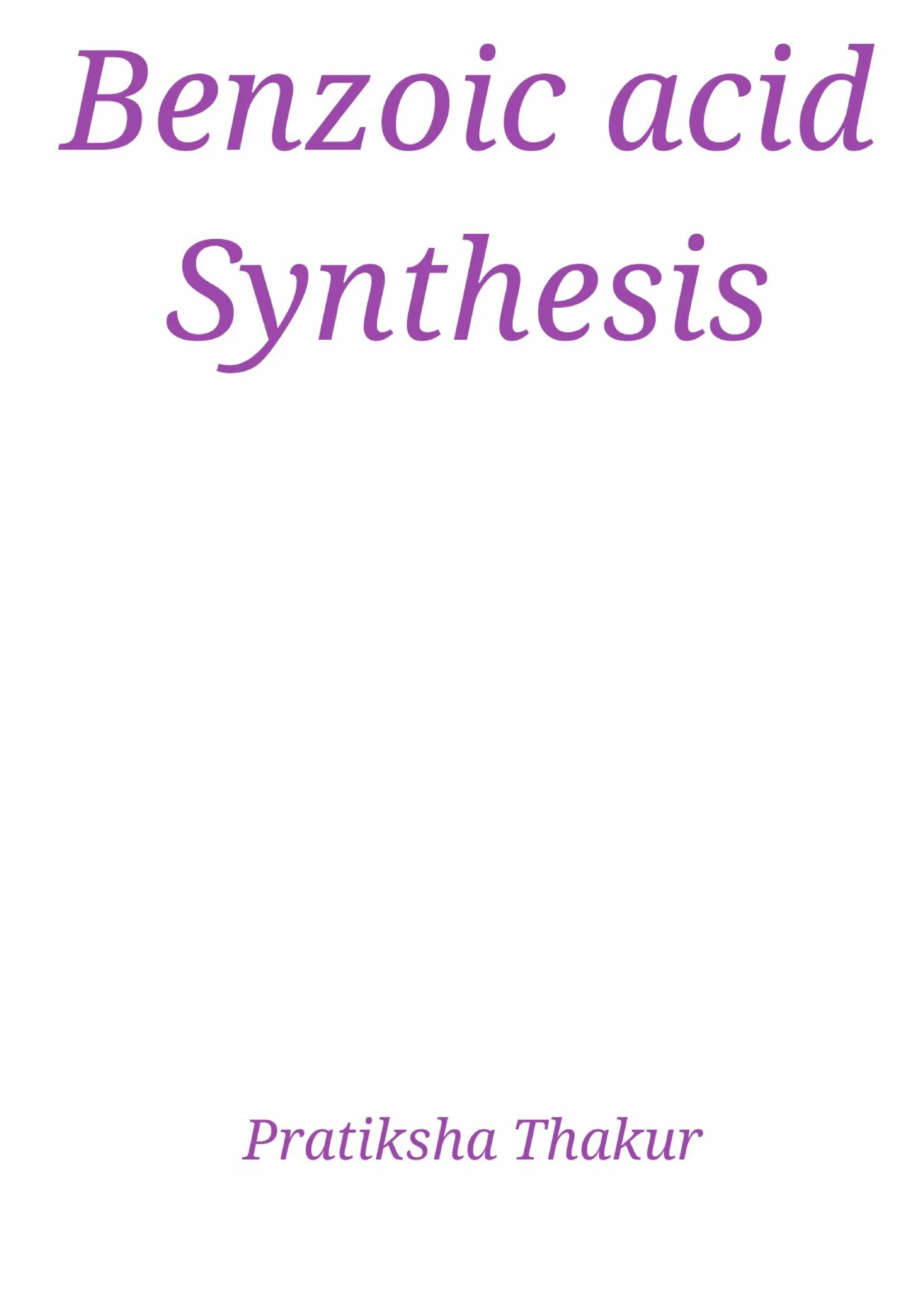 Benzoic acid Synthesis | PDF