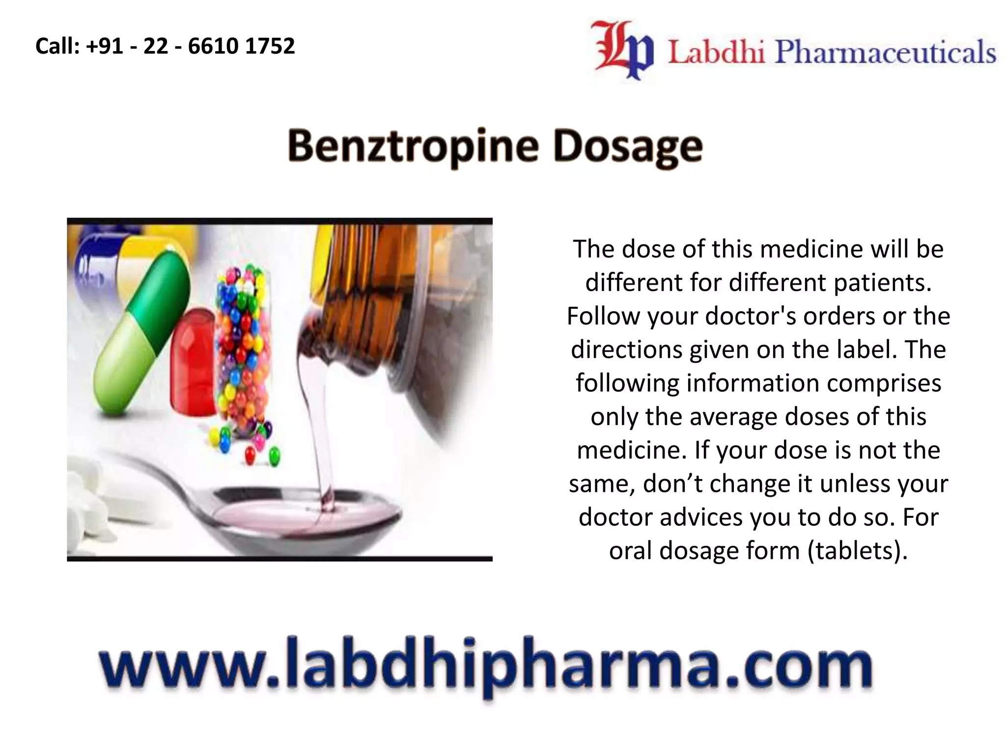 Benztropine mesylate injection | PPTX