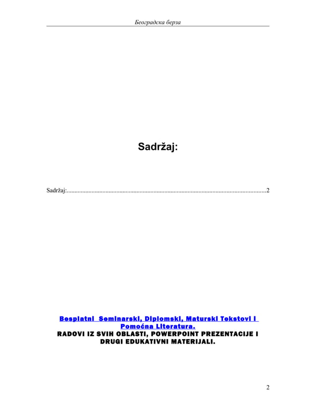 Beogradska berza nekad i sad | DOC