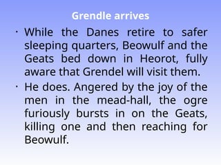 the battle of the hero beowulf and the ogre grendel | PPT