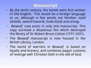 the battle of the hero beowulf and the ogre grendel | PPT