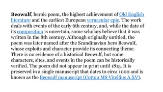 Beowulf.pptx | Genealogy and Ancestry | Hobbies & Interests