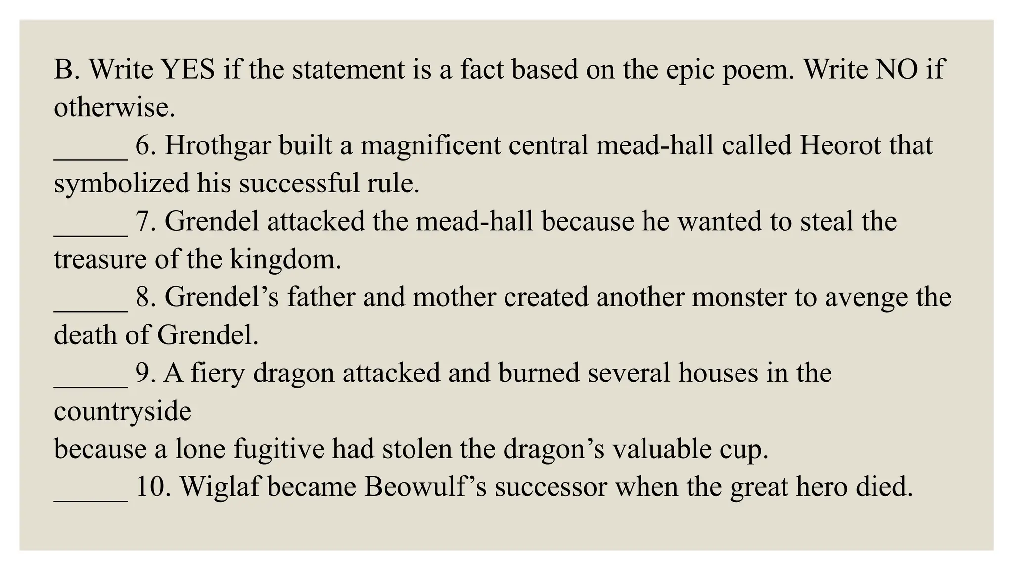 beowulf the hero who defeats his enemies | PPTX