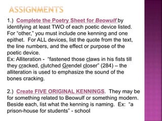 BEOWULF - FIG LANG - DEFINE ASSIGN 97 Version1.ppt | Poetry | Books and ...