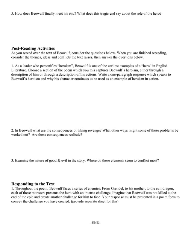 Beowulf activities (edtech demo week 1) | PDF