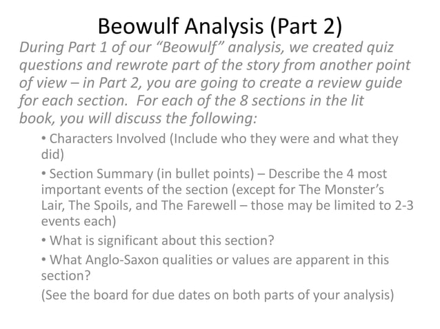 Beowulf analysis (part 2) | PPTX