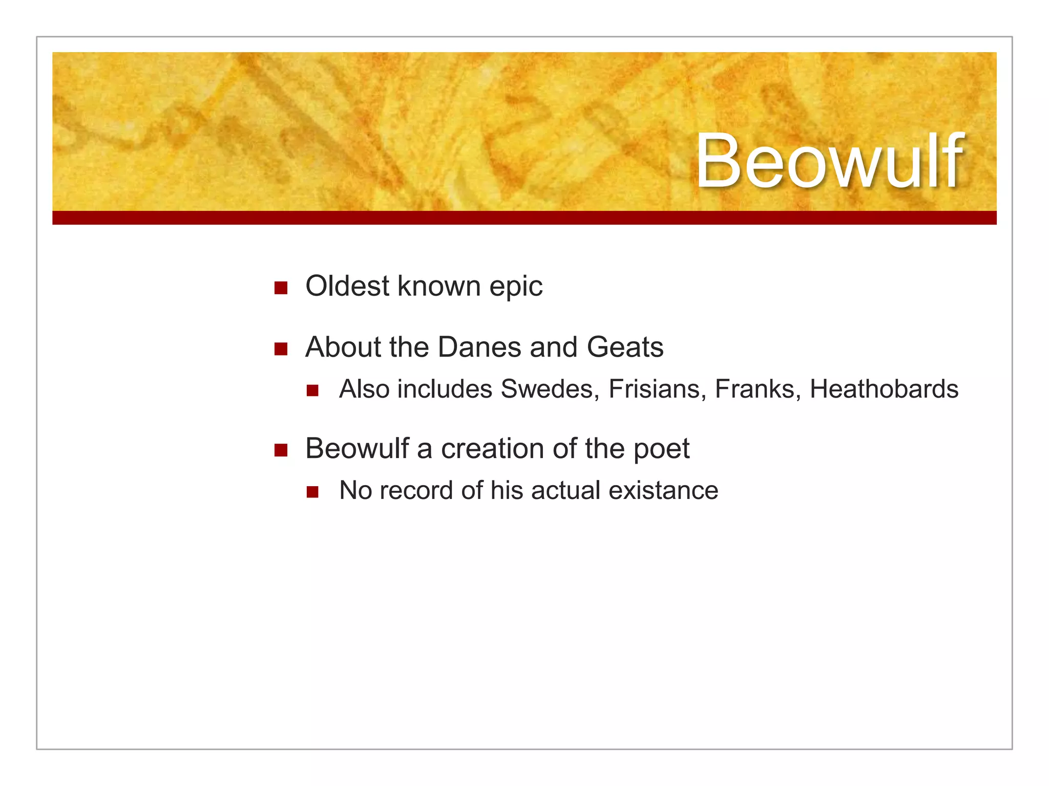 Beowulf and epic | PPTX | Fantasy | Genres