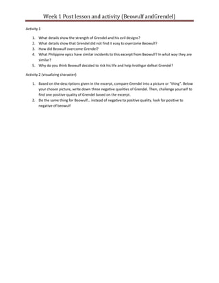 Beowulf and grendel | DOCX