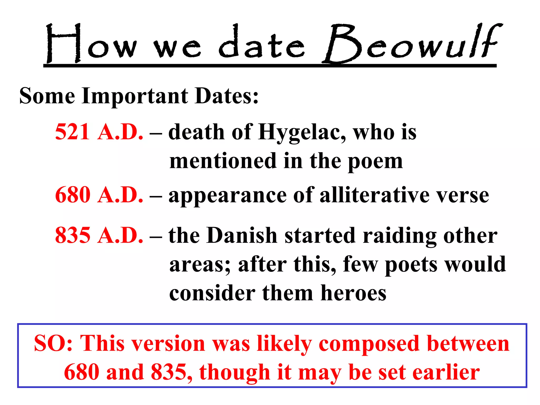 Beowulf Anglo Saxon and Beowulf Background | PPT