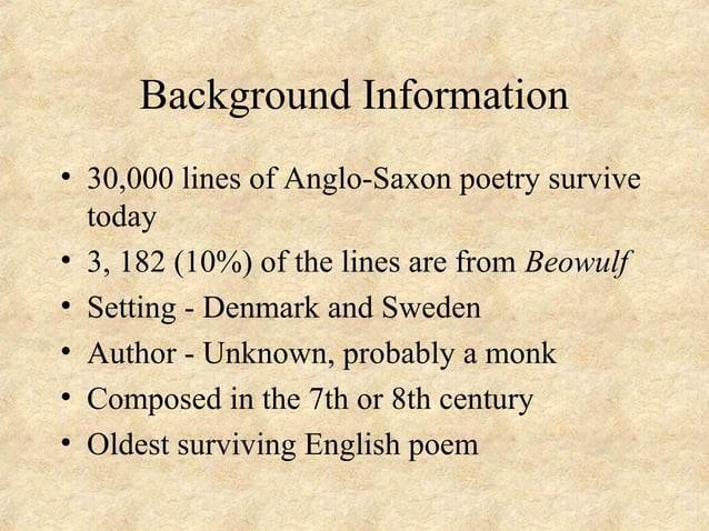 Beowulf Anglo Saxon and Beowulf Background | PPT