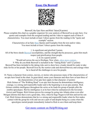 Beowulf Essay | PDF