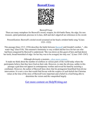 Beowulf Essay | PDF
