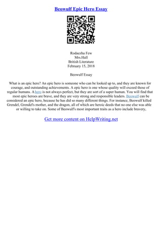 Beowulf Essay Epic Hero | PDF