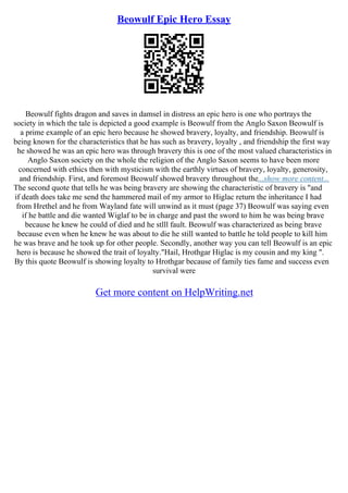 Beowulf Essay Epic Hero | PDF | Large Animals | Pets