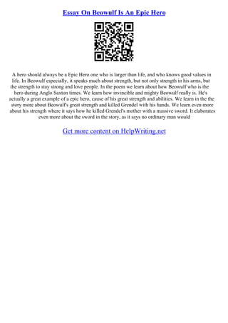 Beowulf Essay Epic Hero | PDF | Large Animals | Pets
