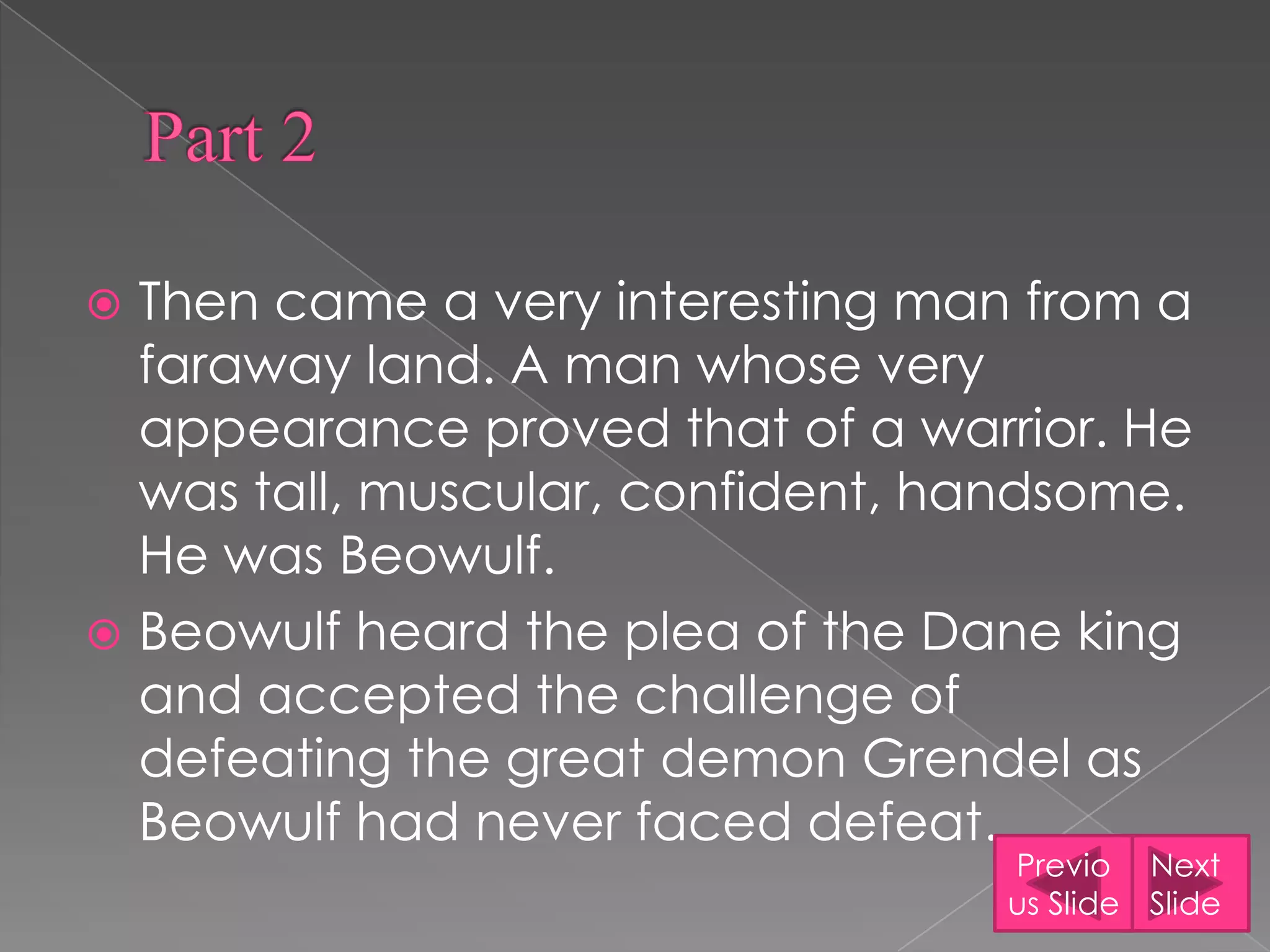Beowulf fights grendel and the dragonpt1 lesson (edtech demo week 1) | PPTX