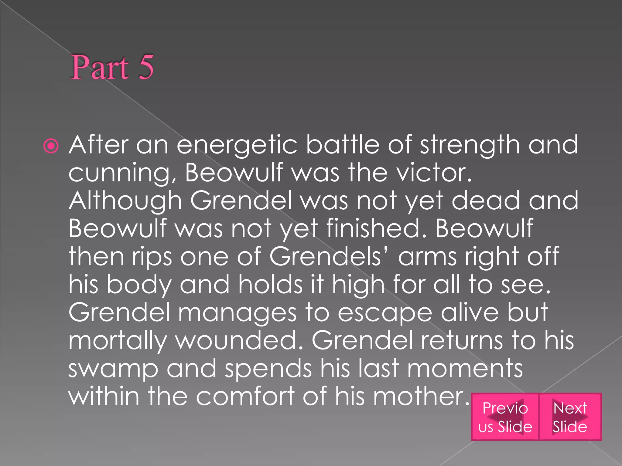 Beowulf fights grendel and the dragonpt1 lesson (edtech demo week 1) | PPTX
