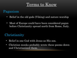 Beowulf Background Notes for Highschool Students | PPTX