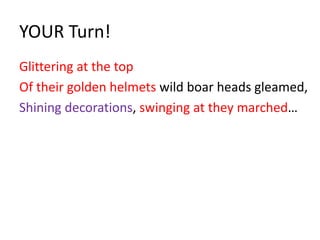 Beowulf phrases and allusions in five lines of beowulf | PPTX