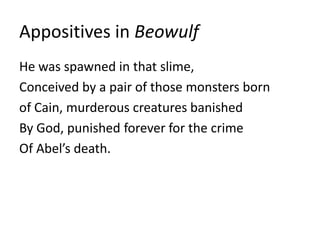 Beowulf phrases and allusions in five lines of beowulf | PPT