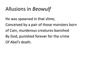 Beowulf phrases and allusions in five lines of beowulf | PPT