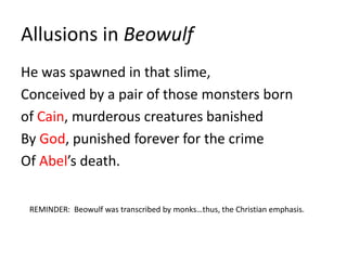 Beowulf phrases and allusions in five lines of beowulf | PPT