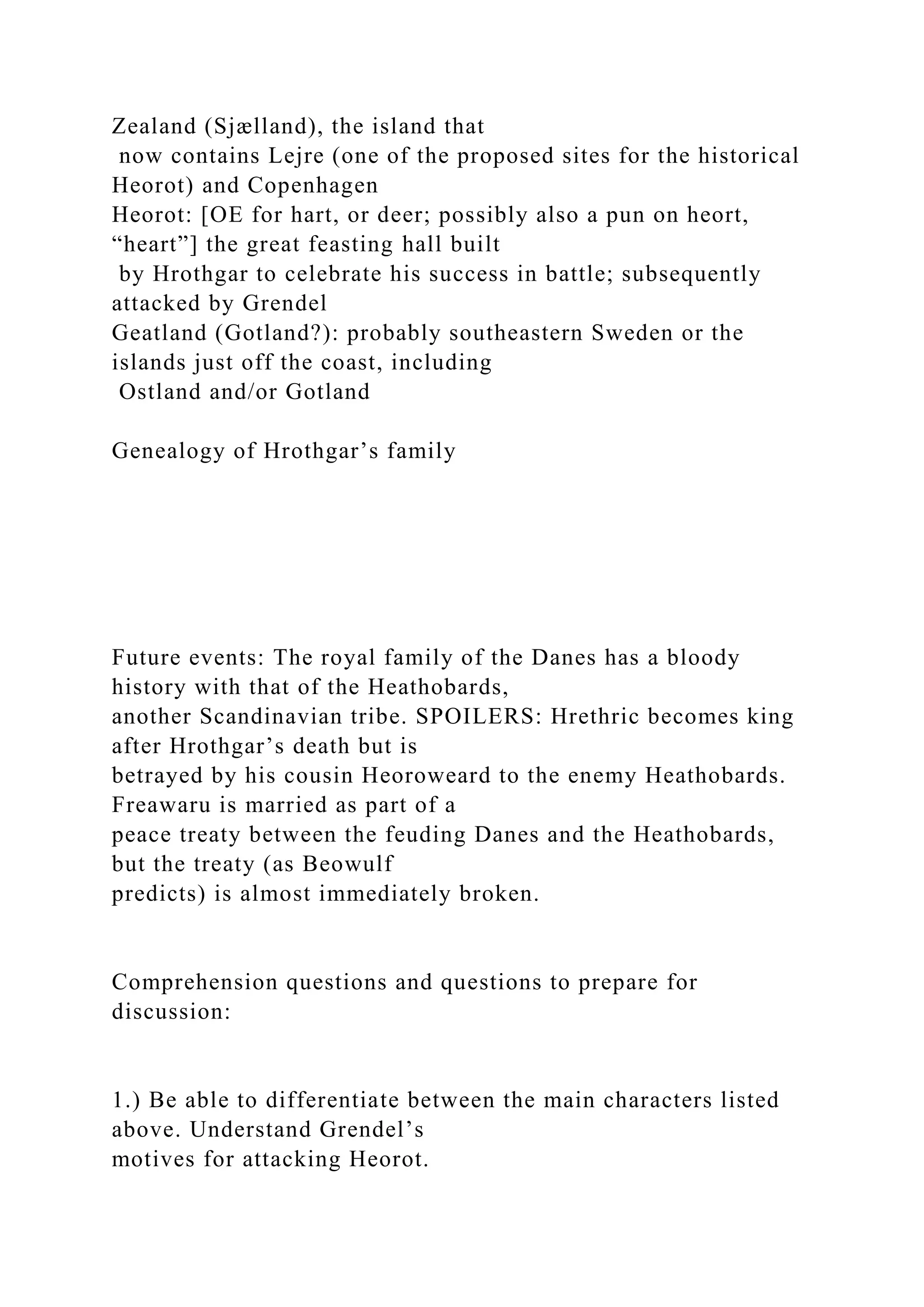 BEOWULF READING GUIDE AND COMPREHENSION QUESTIONS PART ONE .docx | Dogs ...