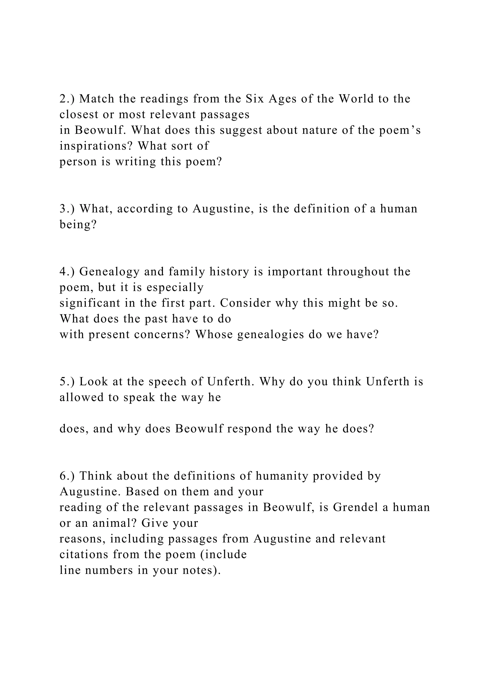 BEOWULF READING GUIDE AND COMPREHENSION QUESTIONS PART ONE .docx | Dogs ...