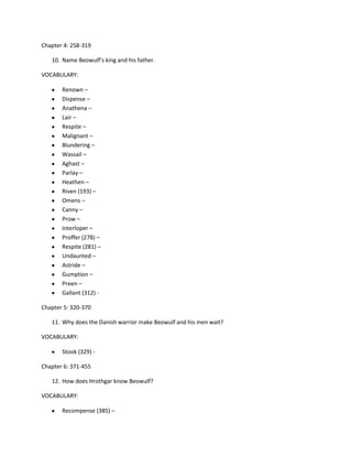 Beowulf study questions | DOCX | Books and Literature