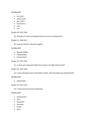 Beowulf study questions | DOCX | Books and Literature