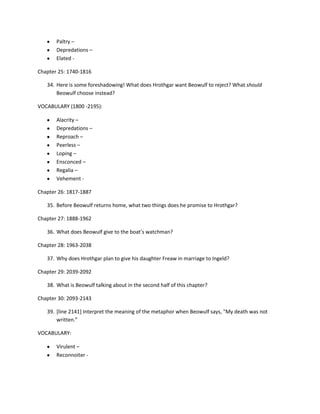 Beowulf study questions | DOCX | Books and Literature