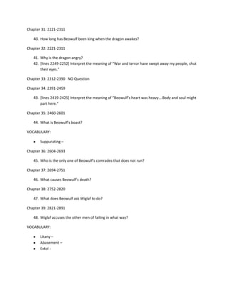 Beowulf study questions | DOCX | Books and Literature
