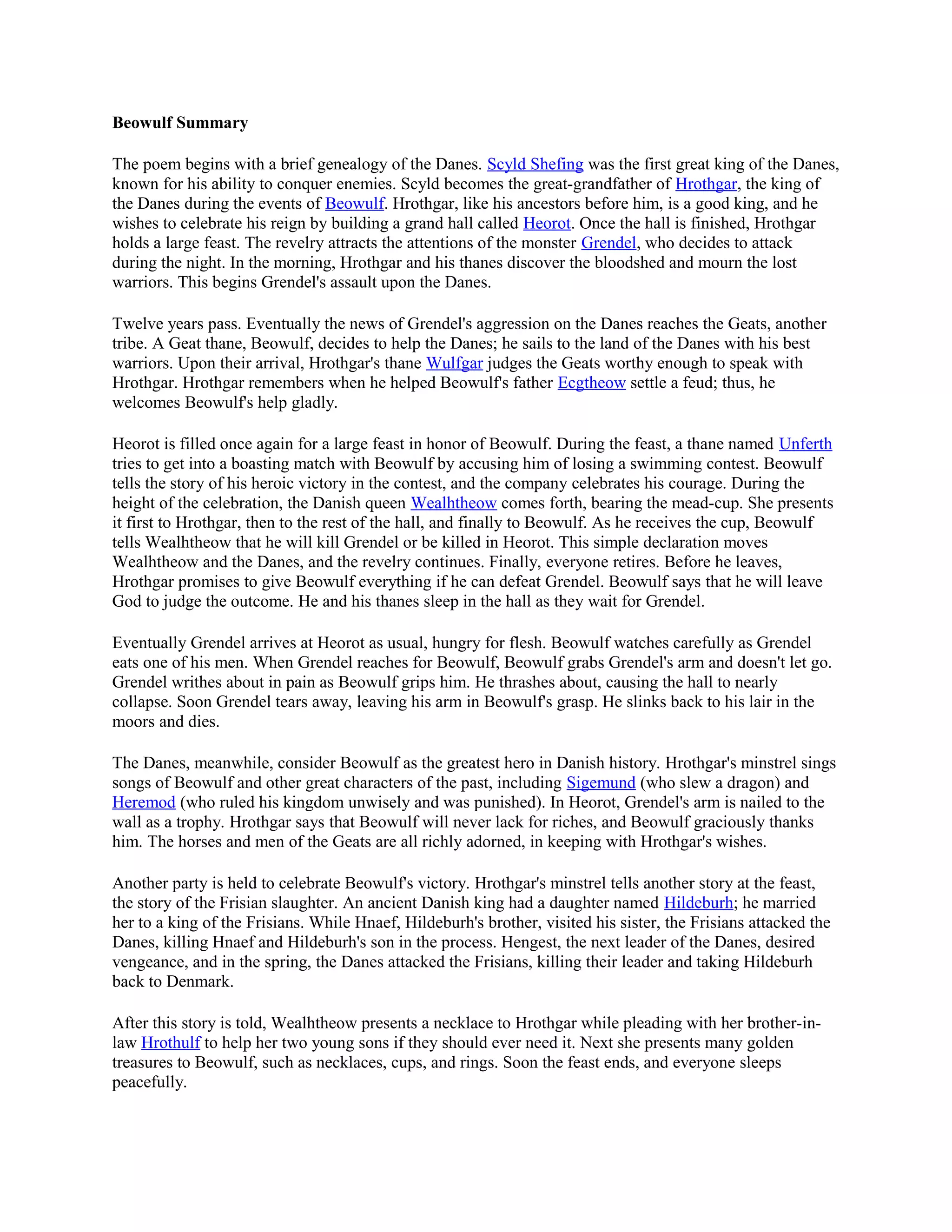 Beowulf summary | PDF