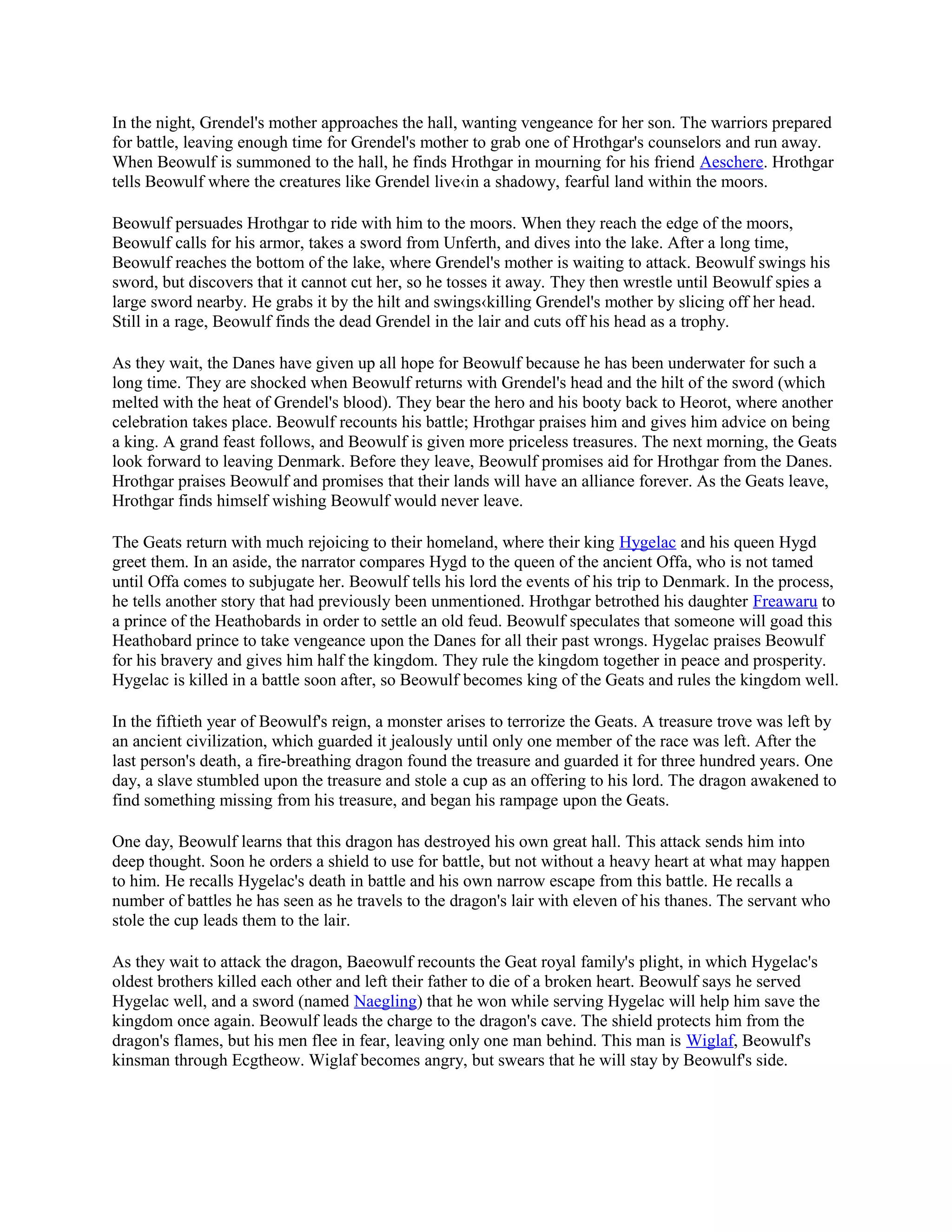 Beowulf summary | DOC