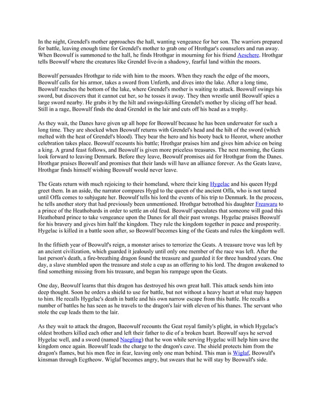 Beowulf summary | PDF