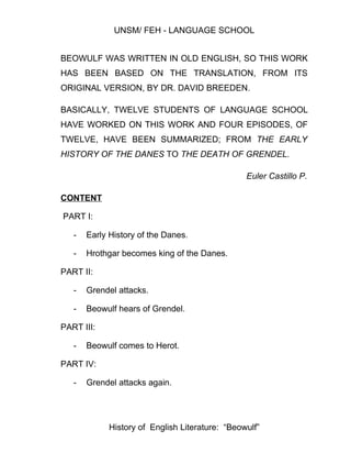 Beowulf summary | DOC