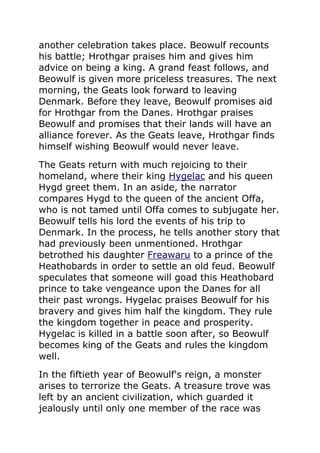 Beowulf summary | DOCX