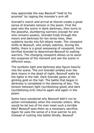 Beowulf summary | DOCX | Fantasy | Genres