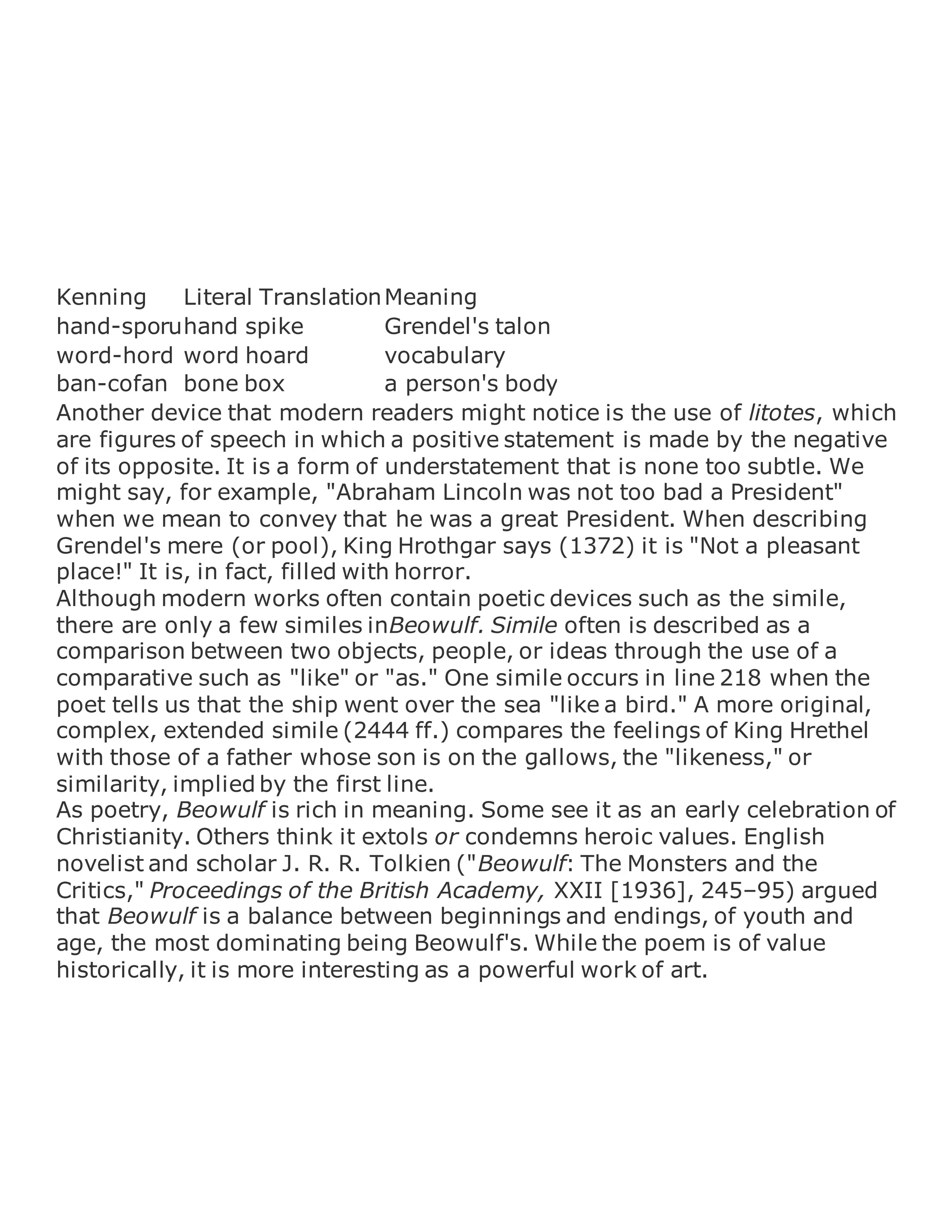 Beowulf summary | DOCX