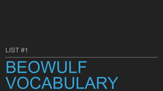 Beowulf Vocabulary for Students High School | PPT