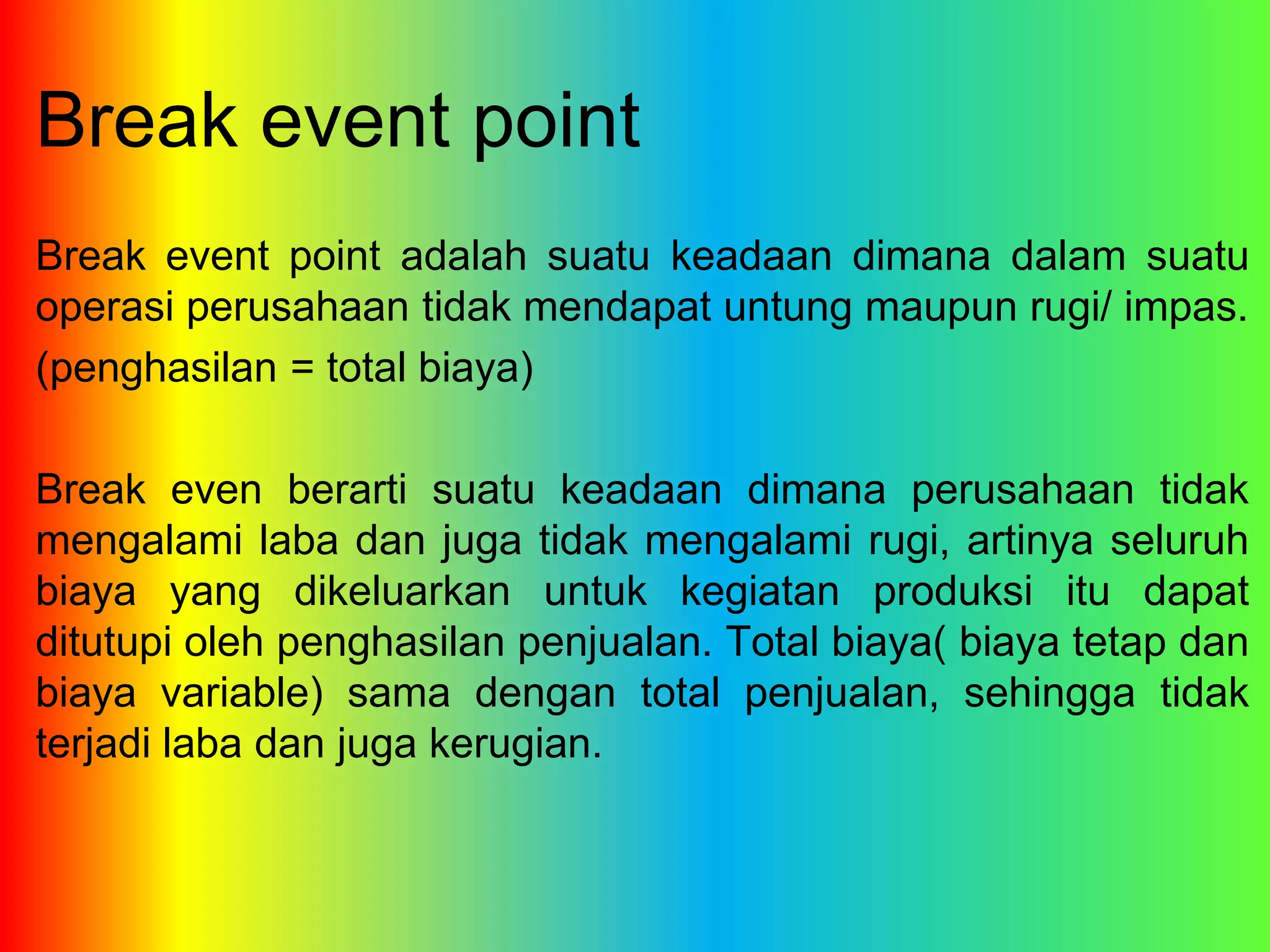 analisis break even point | PPTX